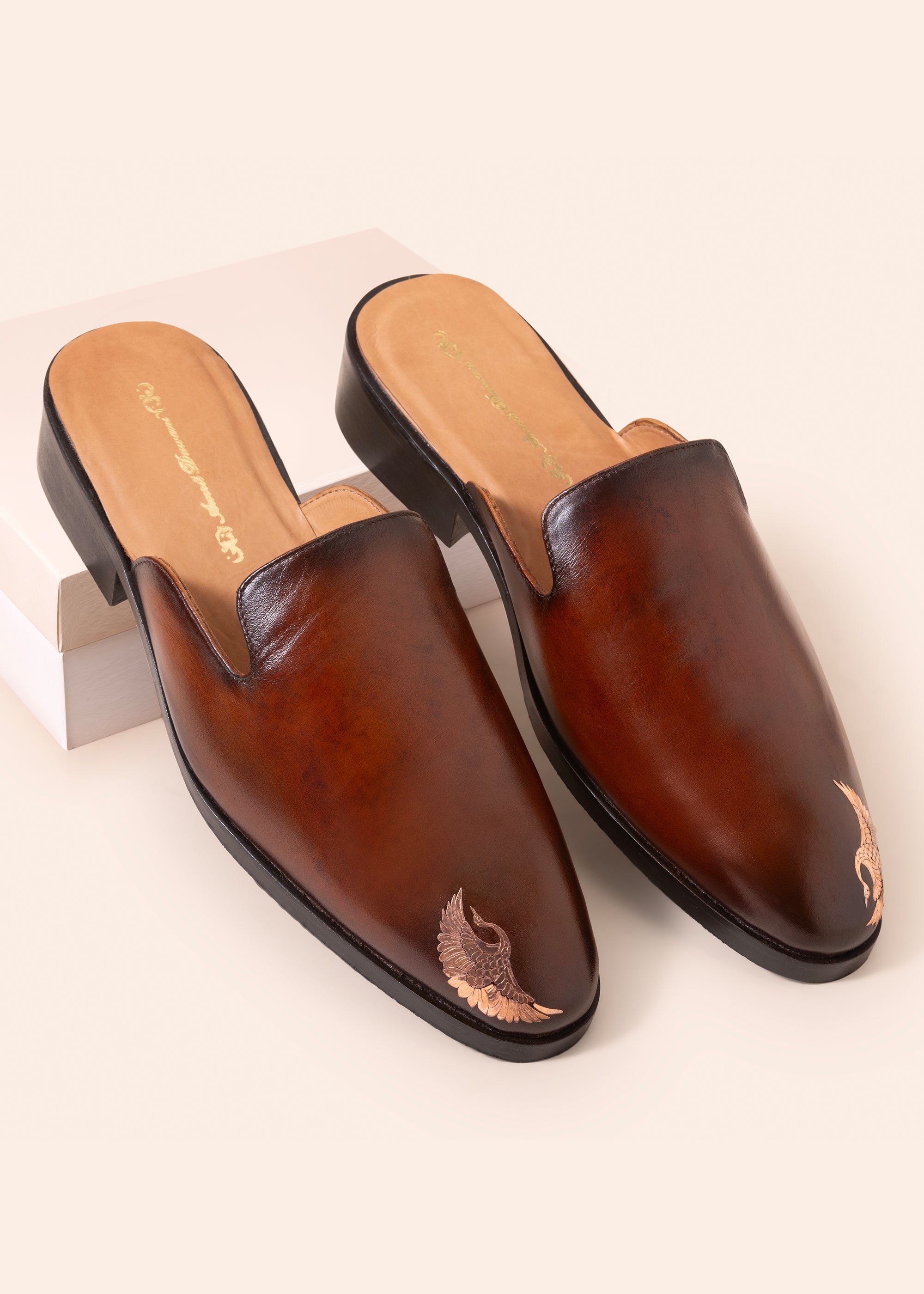Cognac Brown Mules – Amrit Dawani